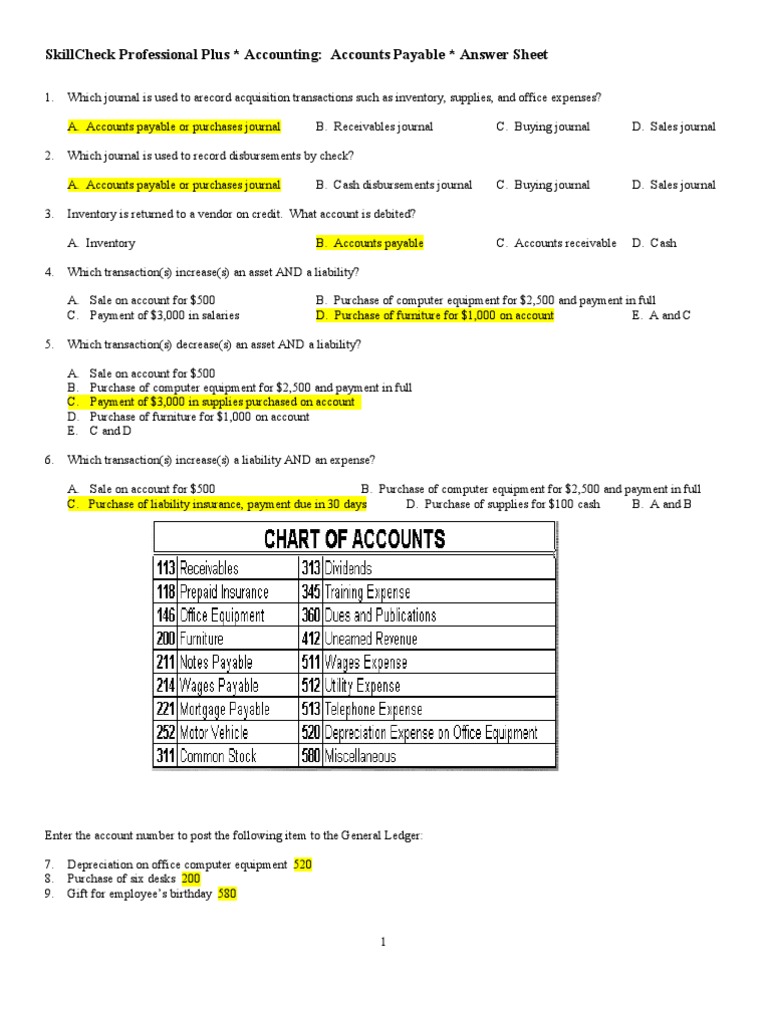 AP Test | PDF | Accounts Payable | Debits And Credits
