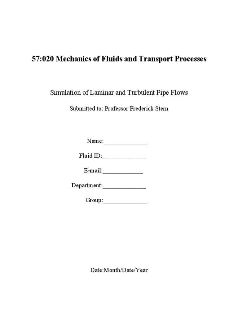 57:020 Mechanics of Fluids and Transport Processes | PDF ...