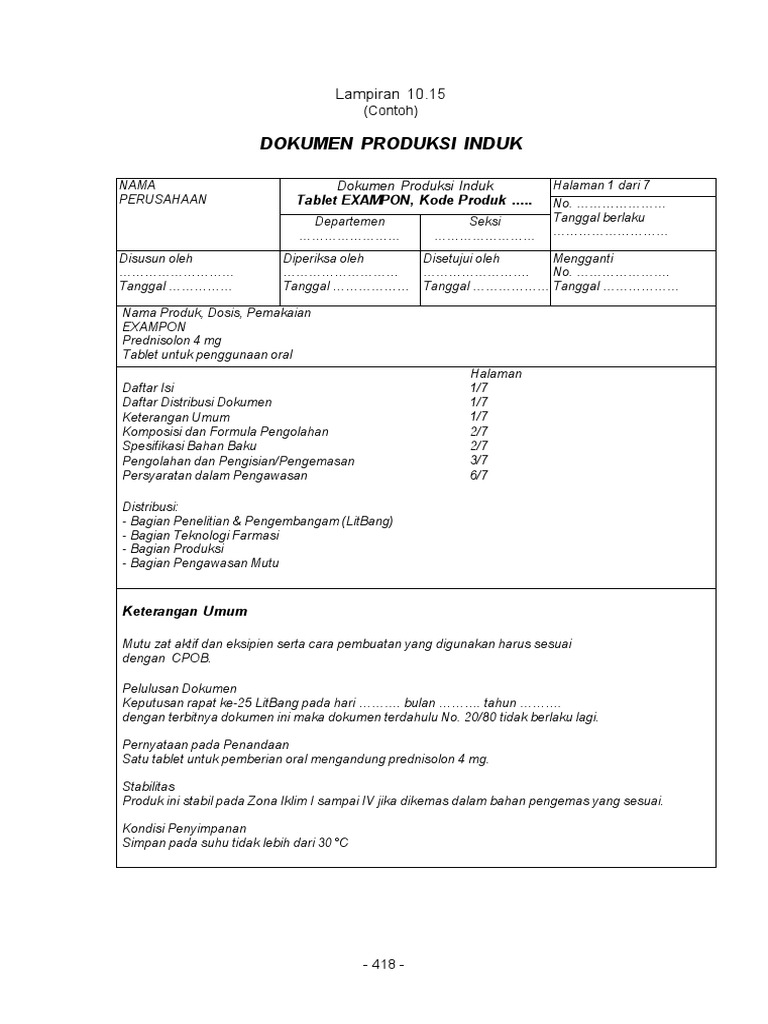 Dokumen Produksi Induk | PDF