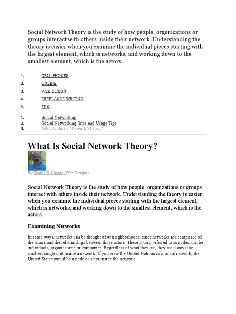 Social Network Theory Is The Study of How People | PDF | Social Network ...