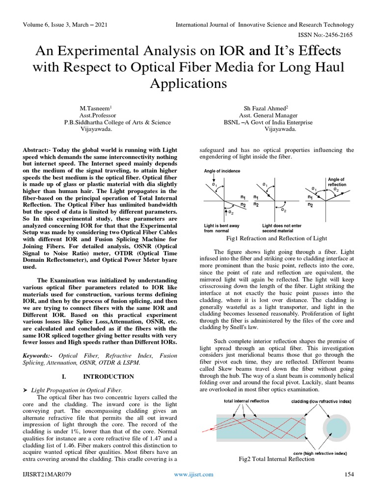 An Experimental Analysis On IOR and It's Effects With Respect To ...