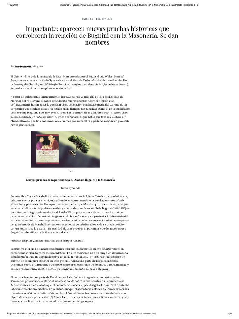 Bugnini Mason | PDF | Papa Pío Xii | Masonería