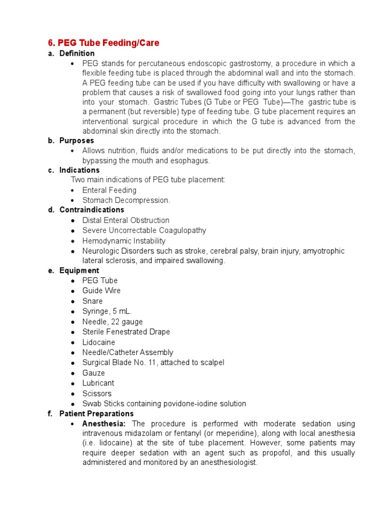 PEG Tube Feeding or Care Complete | PDF | Gastroenterology | Medicine