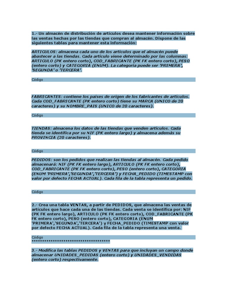 Examen sql Básico | PDF | Informática y tecnología de la información