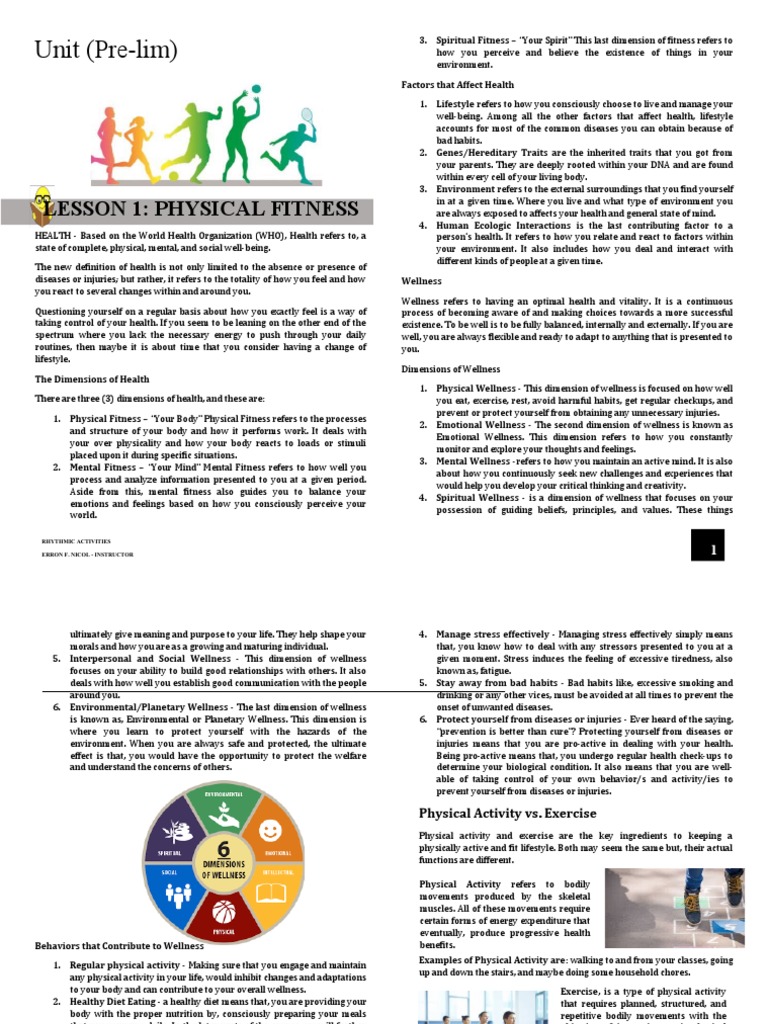 Week 1.lesson-1-Physical Fitness | PDF | Physical Fitness | Mind