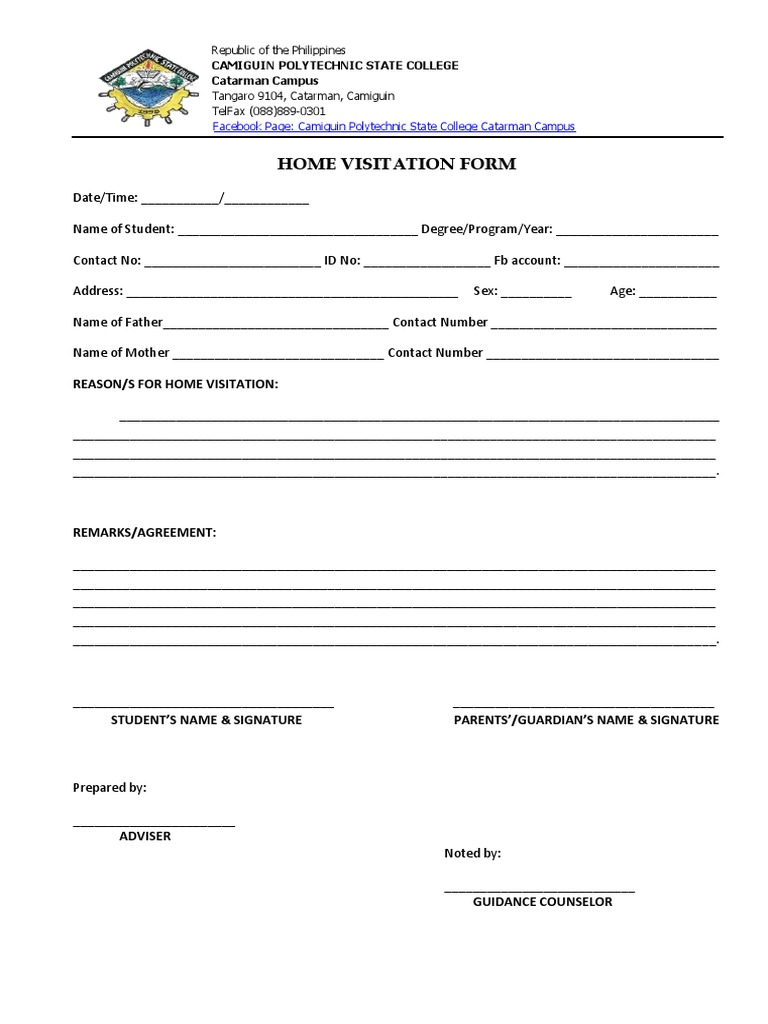Home Visit Form | PDF