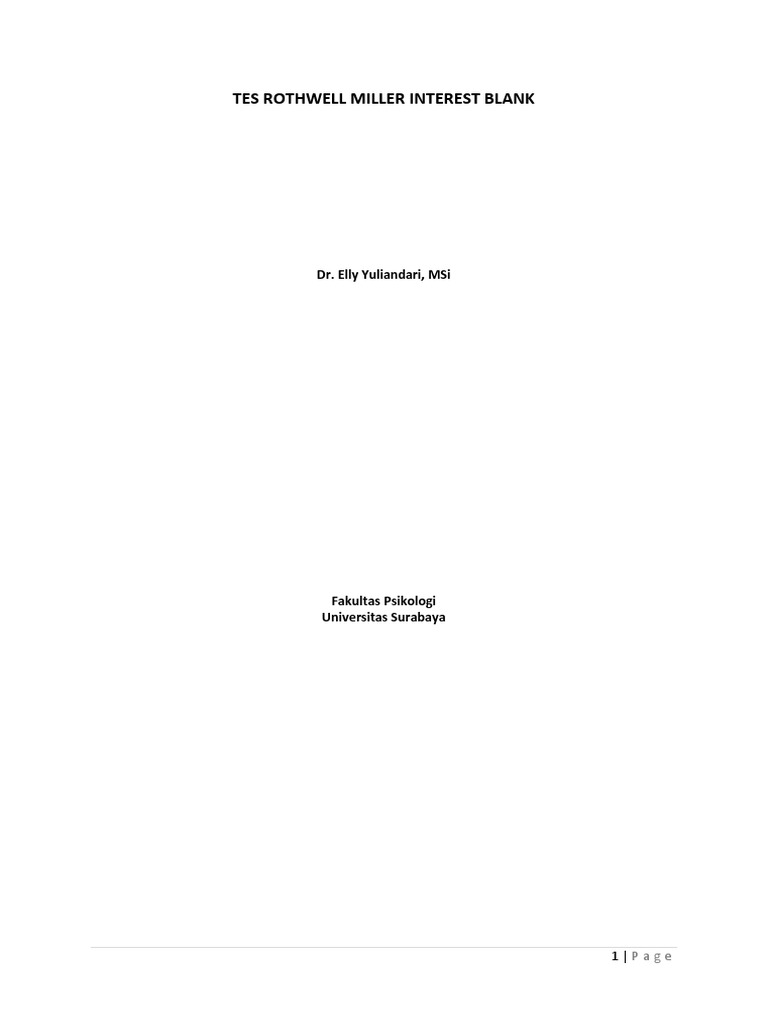 Test Inventory Rothwell-Miller (RMIB) | PDF