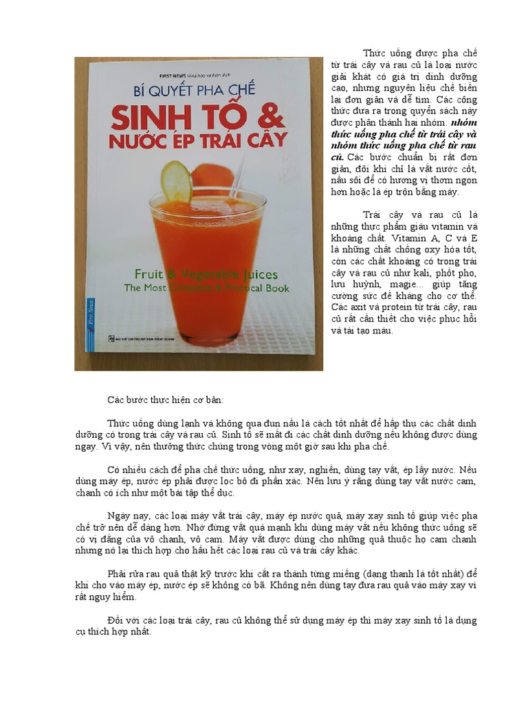 Bai Gioi Thieu Pha Che Sinh To Nuoc Trai Cay | PDF