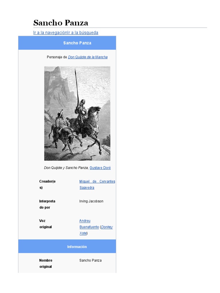 Sancho | PDF | Don Quijote Personajes | Don Quijote