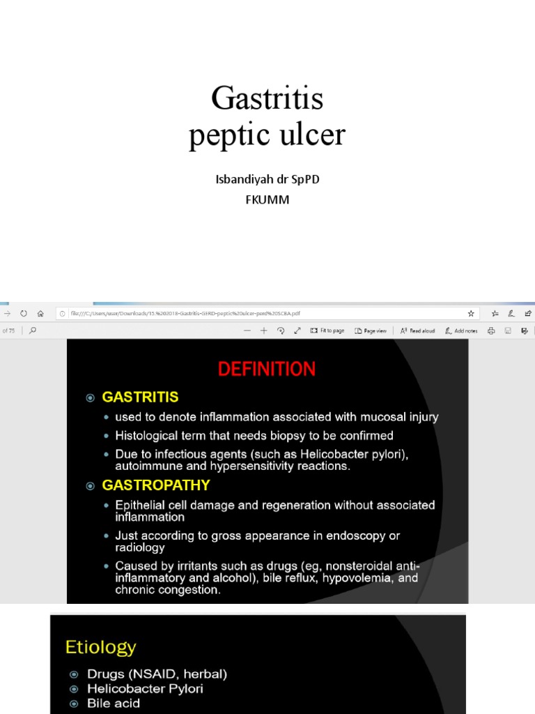 Gastritis and Peptic Ulcer Overview | PDF | Digestive Diseases | Rtt