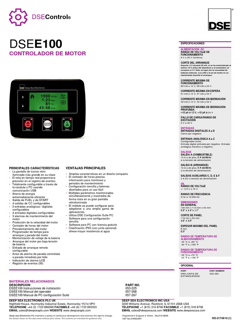 E100 Data Sheet Spanish | PDF | Electrónica | Science