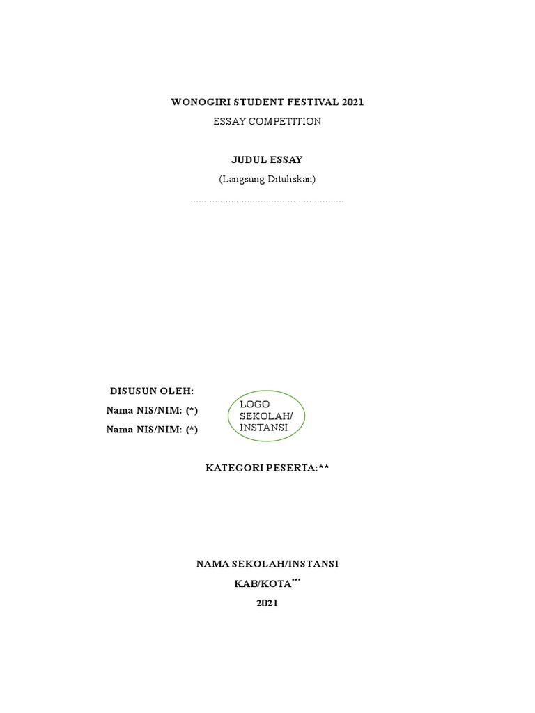 Lampiran Format Cover Essay Competition 2021 | PDF