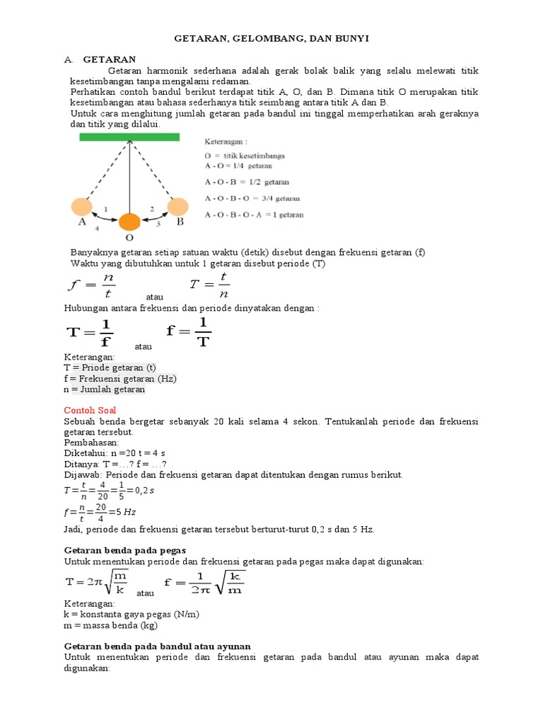 Rumus Getaran dan Gelombang Bunyi | PDF | Sains & Matematika