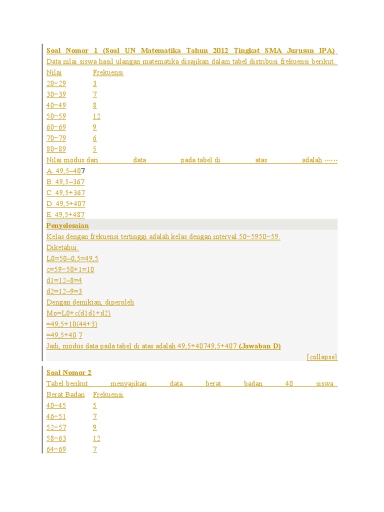 LES Statistika Data Berkelompok | PDF | Metode & Bahan Ajar