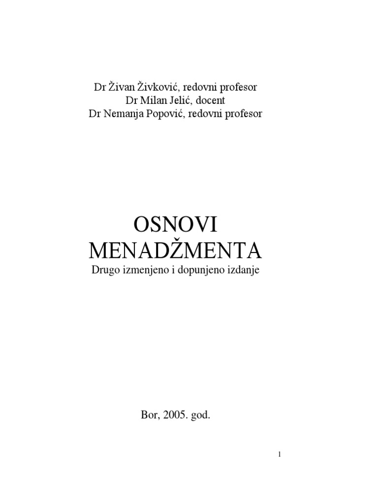 Osnovi Menadzmenta Knjiga | PDF