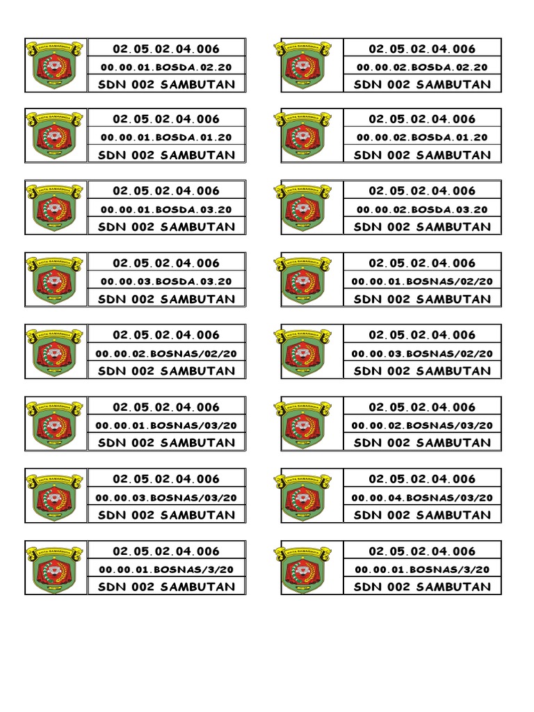 Label Inventaris Barang | PDF