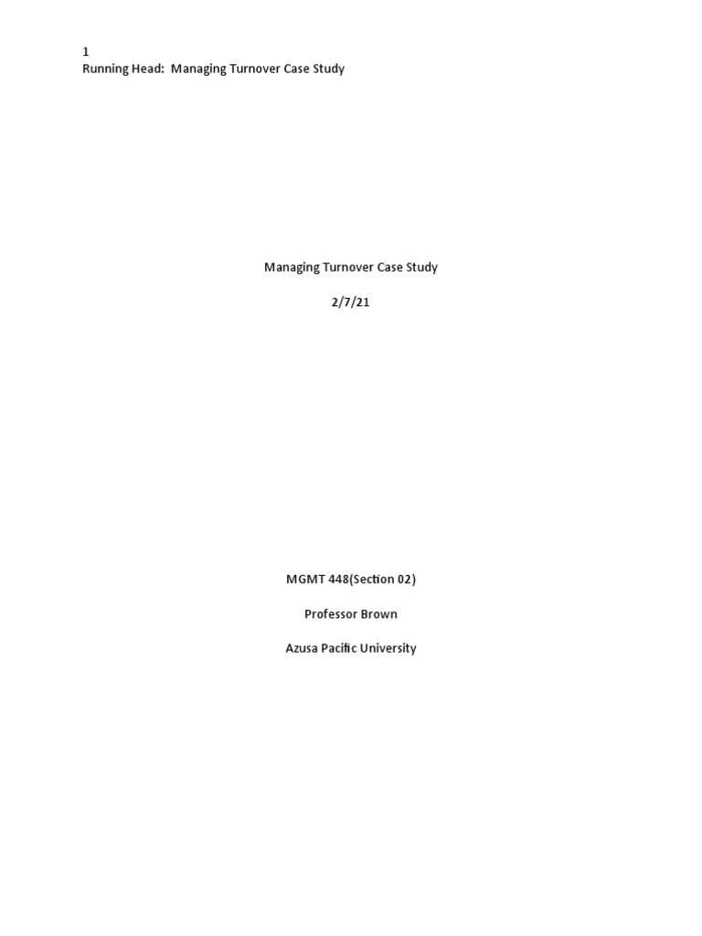 Managing Turnover Case Study | PDF | Employee Retention | Turnover ...