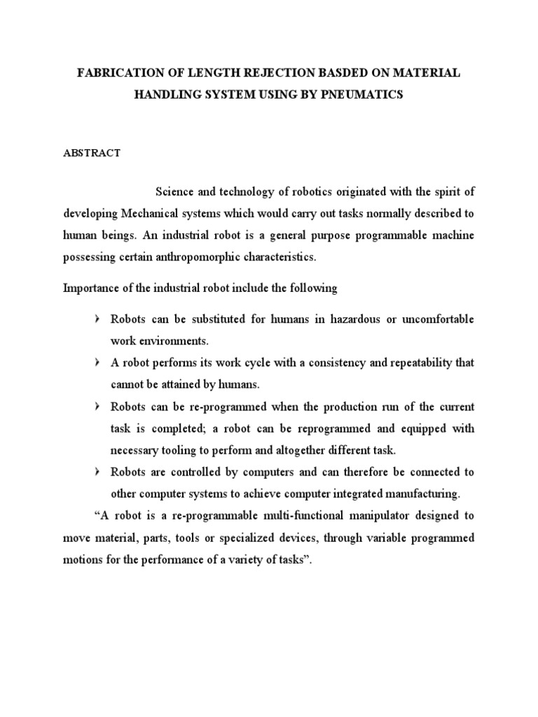 DCP028 Fabrication of Length Rejection Basded On Material Handling ...