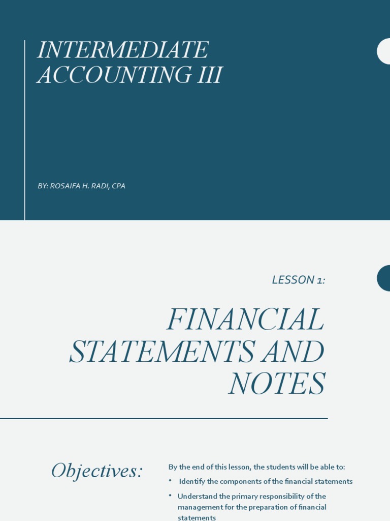 Lesson1. FS and Notes | PDF | Going Concern | Financial Statement