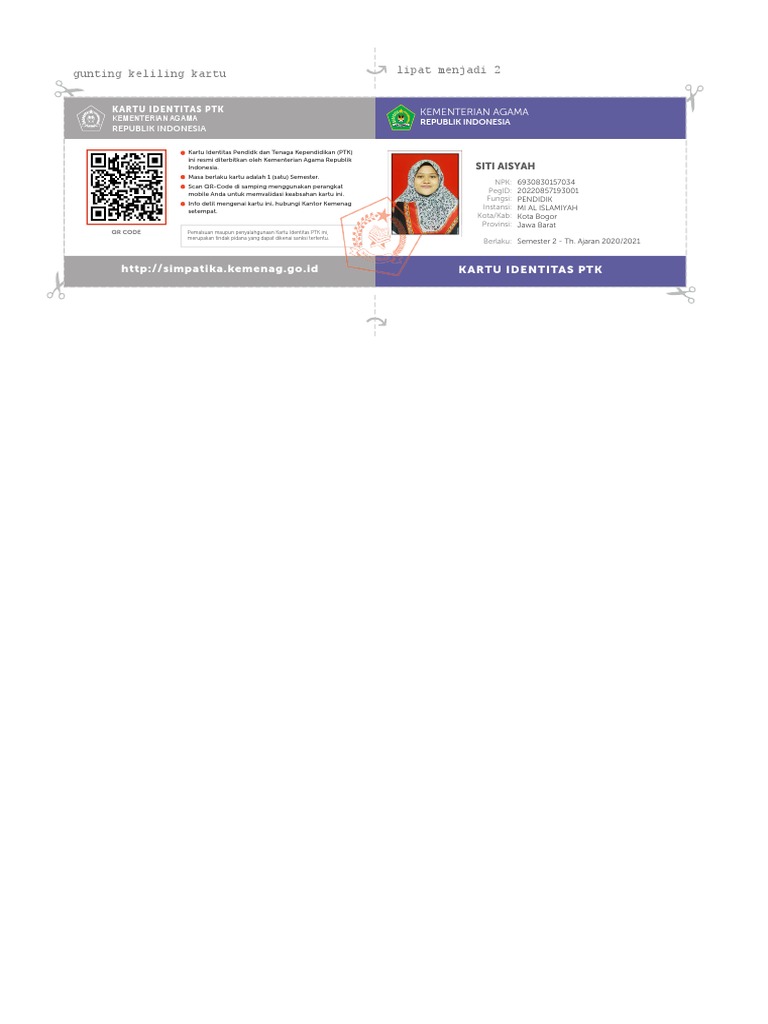 Kartu PTK Bu Aisyah | PDF