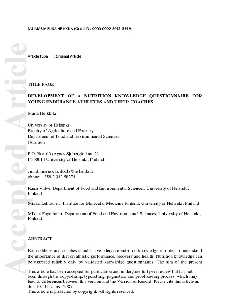 Development of A Nutrition Knowledge | PDF | Validity (Statistics ...