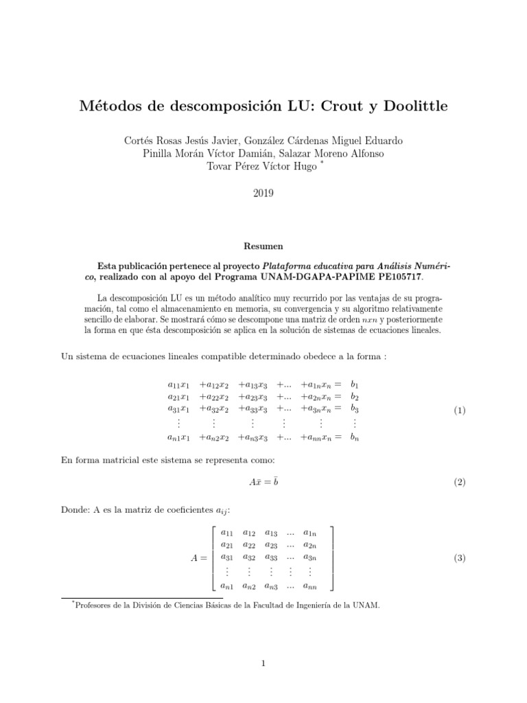 3-2 Descomposicion Lu | PDF | Matriz (Matemáticas) | Sistema de ecuaciones lineales
