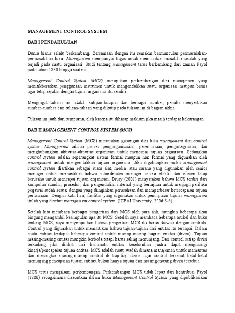 Management Control System | PDF