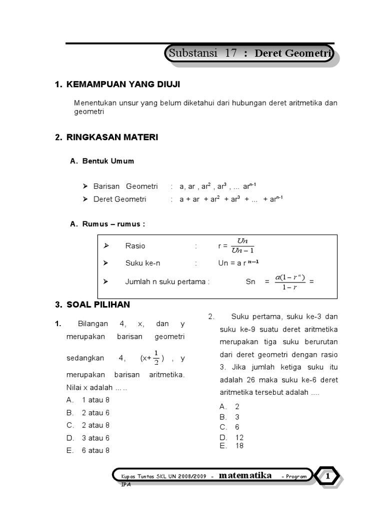 DERET GEOMETRI DAN ARITMATIKA | PDF