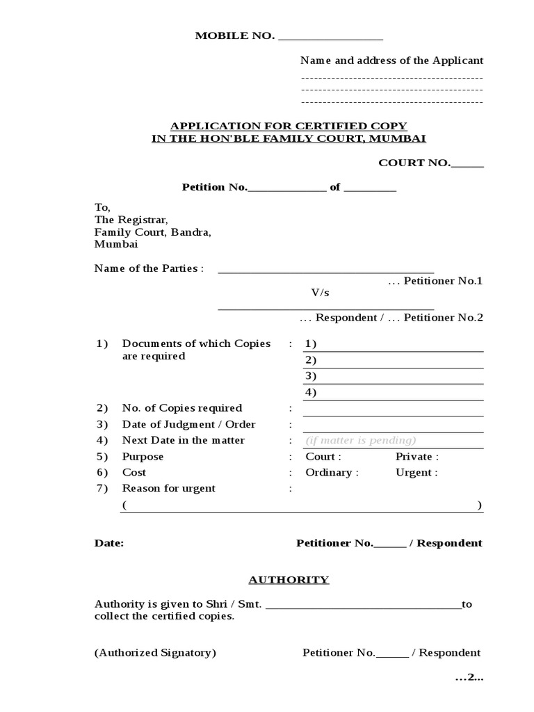 Certified Copy Application for Family Court | PDF | Public Law ...