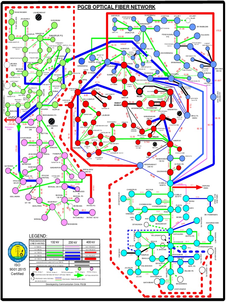 OPGW Map (2021!02!09) - PGCB Optical Fibre Network | PDF | Nature