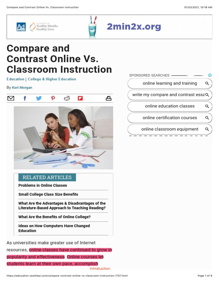 Compare and Contrast Article | PDF | Educational Technology | Classroom