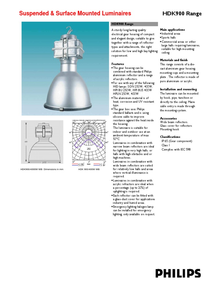 Suspended Surface Mounted Luminaires Hdk900 Range Pdf Mirror