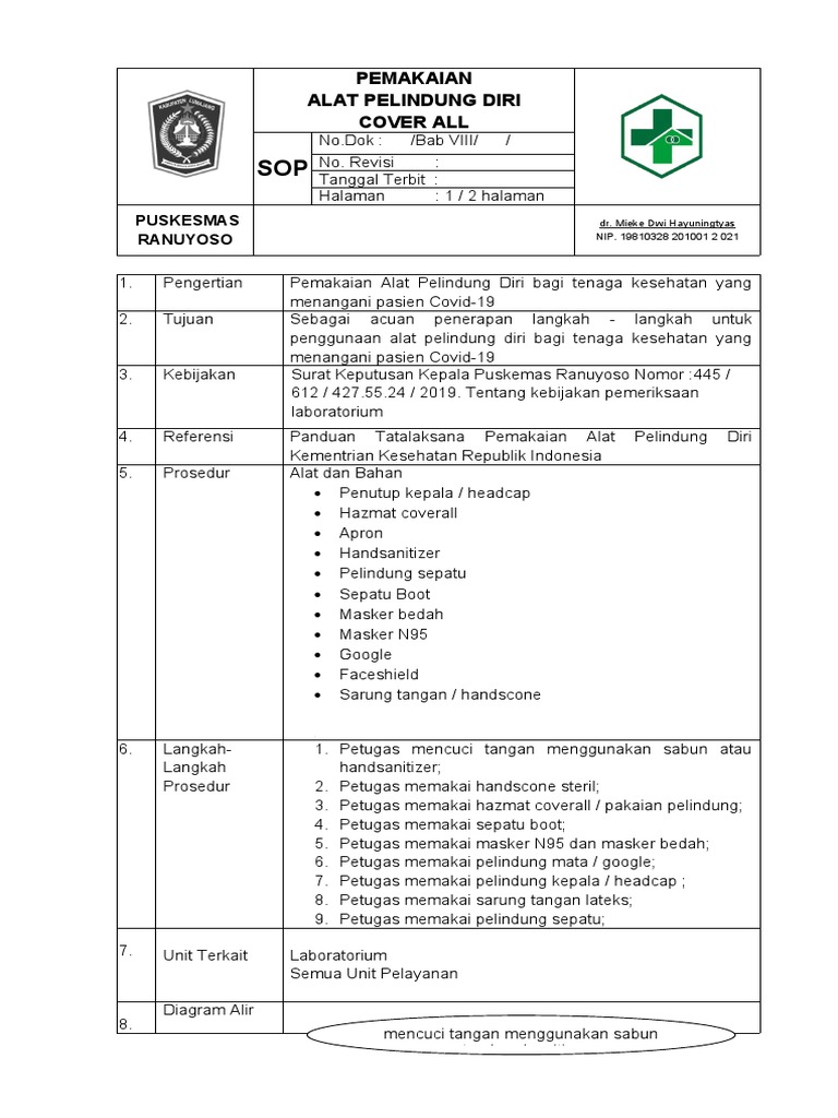 SOP Pemeriksaan Penggunaan APD Level 3 | PDF