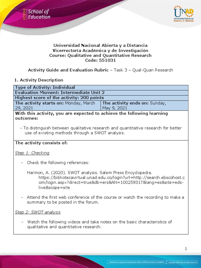 Activity Guide And Evaluation Rubric Task 3 Qual Quan Research