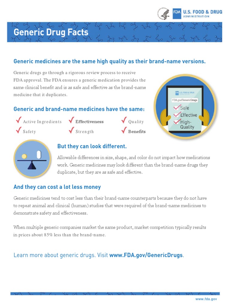 Generic Drugs Fact Sheet | PDF