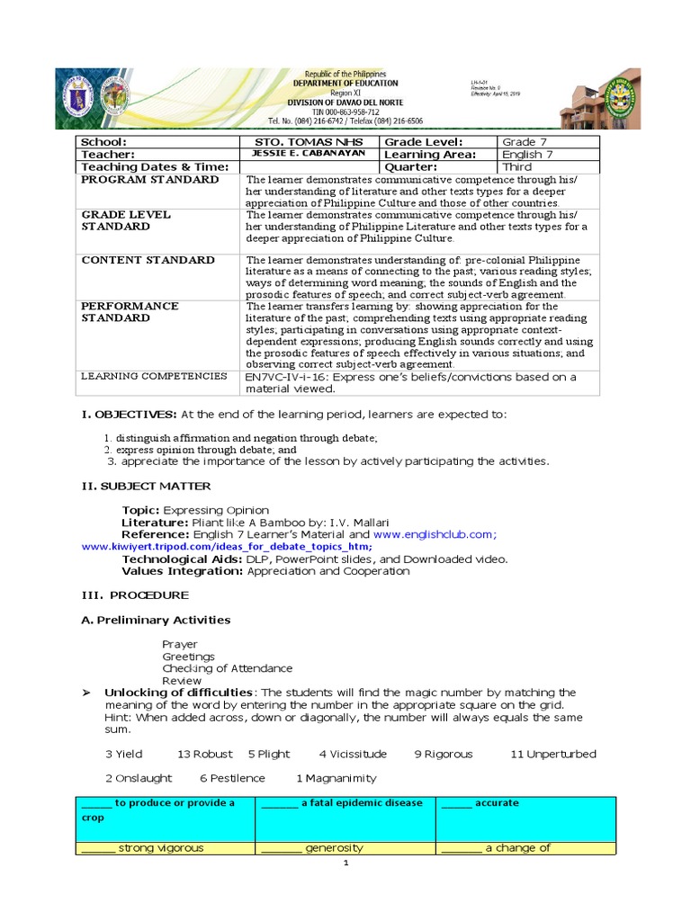 Cot Lesson Plan | PDF | Curriculum | Educational Assessment