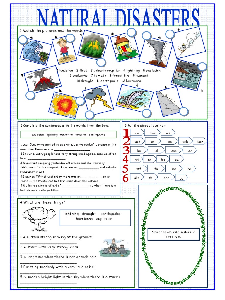 Natural Disasters Vocabulary Exercises Fun Activities Games Icebreakers ...