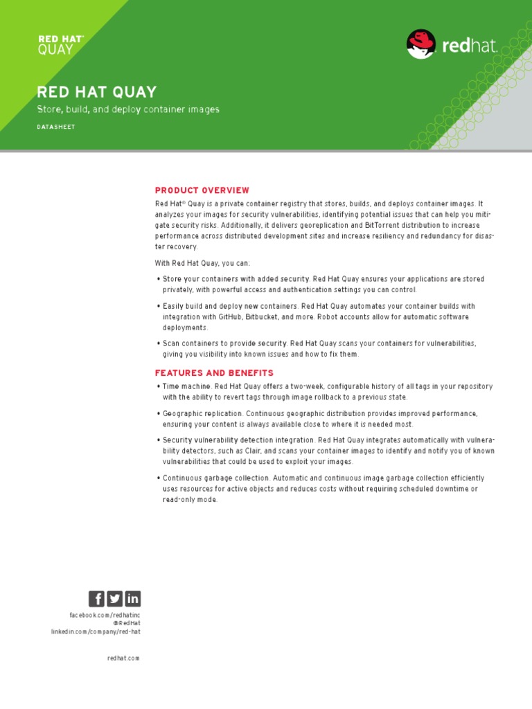 Red Hat Quay: Store, Build, and Deploy Container Images | PDF | Red Hat ...