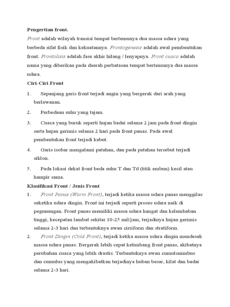 Pengertian dan Jenis-Jenis Front | PDF