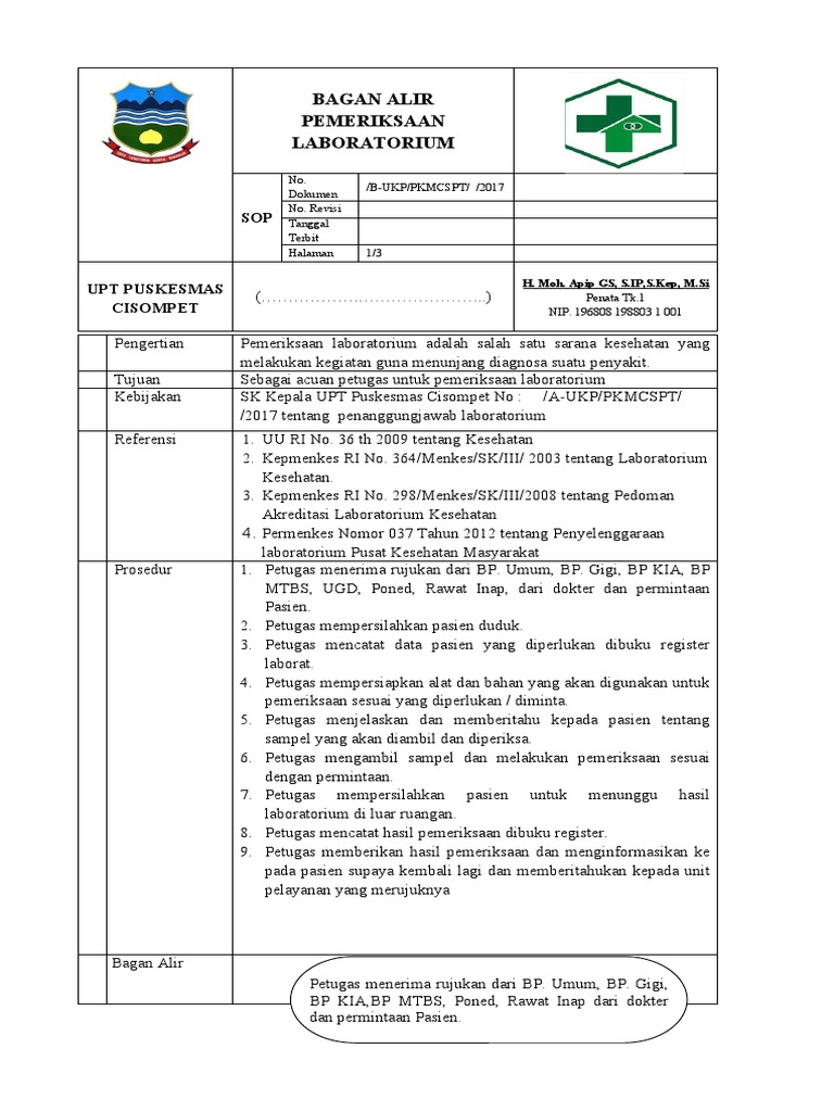 Sop Bagan Alir Pemeriksaan Laboratorium | PDF