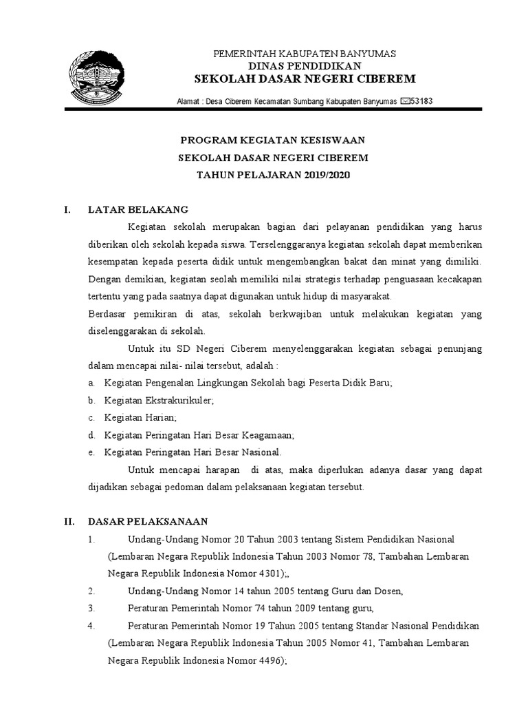 Program Kegiatan Sekolah | PDF