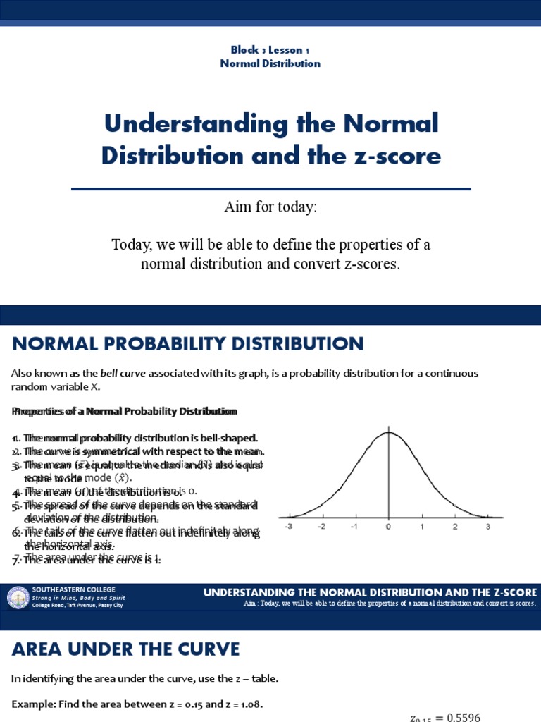 Block 3 L1. Normal Distribution (Intro) | PDF | Standard Score | Mean