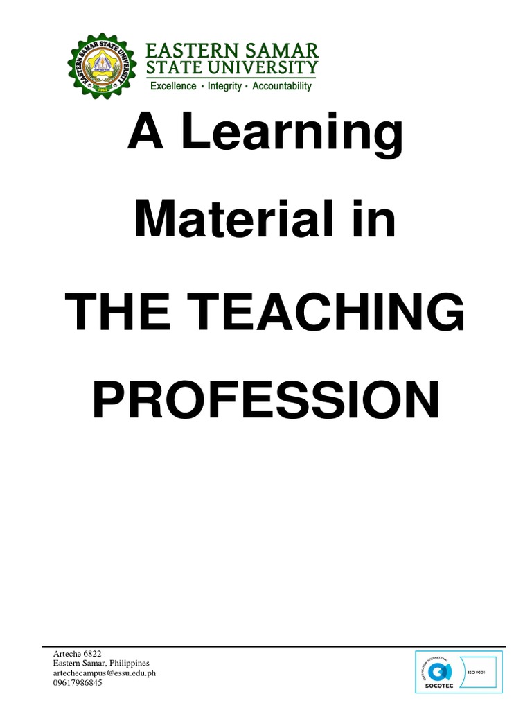 A Learning Material in The Teaching Profession | PDF | Educational ...