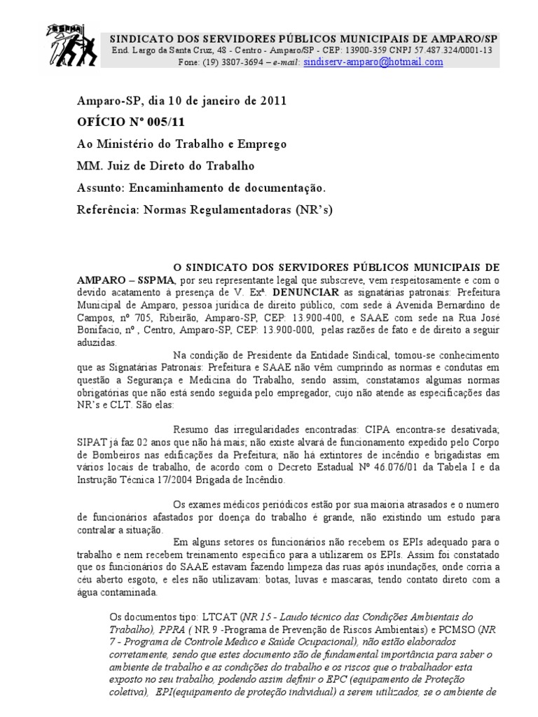 Requerimento MTE Cipa | PDF | Sindicato | Fatores humanos e Ergonomia