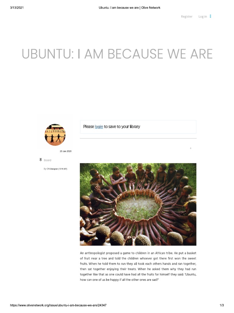 Ubuntu - I Am Because We Are - Olive Network | PDF