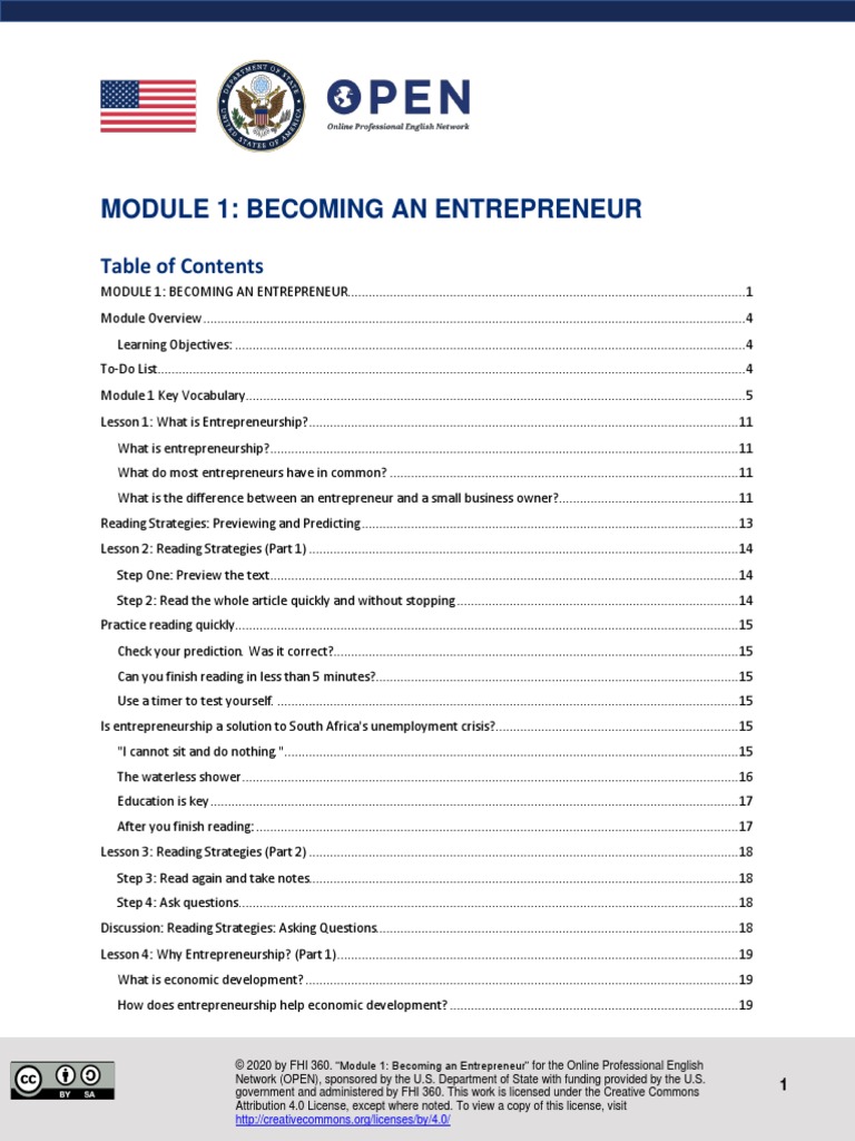 Module 1 Course Packet Pdf Entrepreneurship Startup Company 