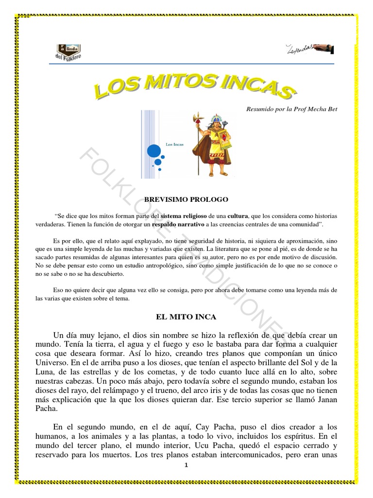 Los Mitos Incas | PDF | Religión y creencia
