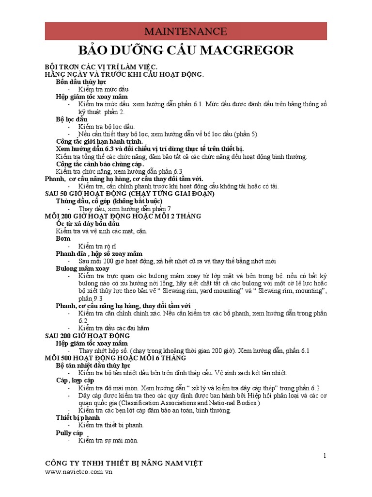 Maintenance MacGregor | PDF