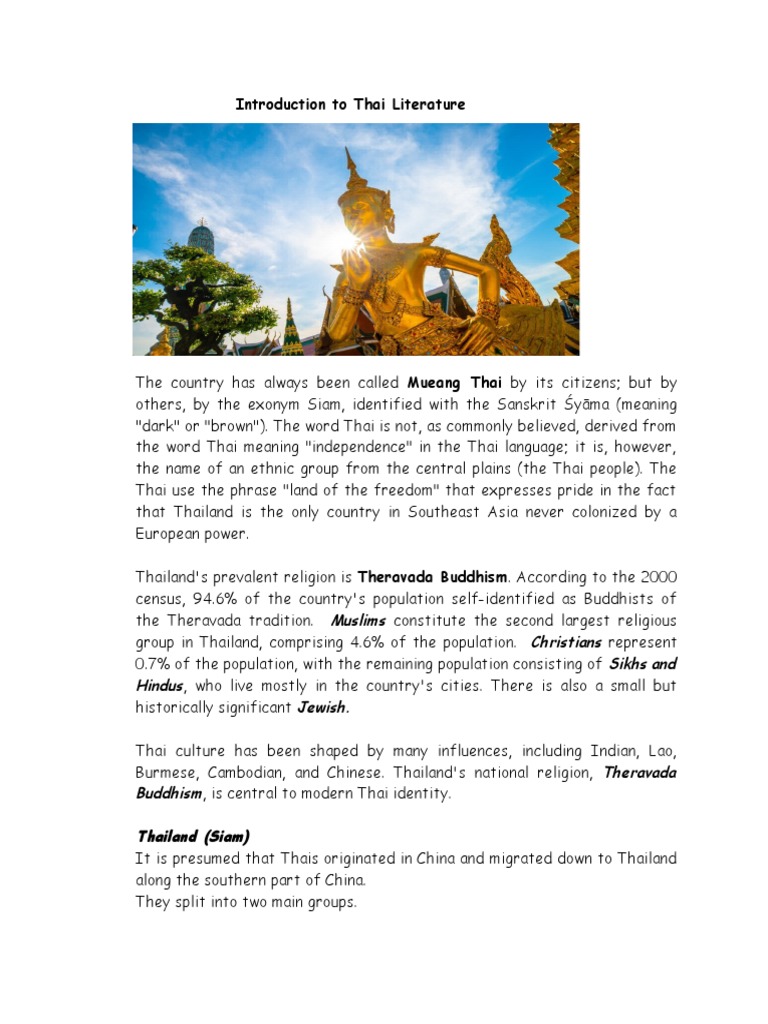 Introduction To Thai Literature | PDF | Thailand | Poetry
