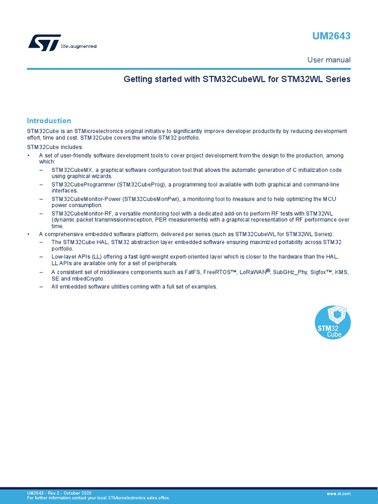 Getting Started With Stm32Cubewl For Stm32Wl Series: User Manual | Download Free PDF ...